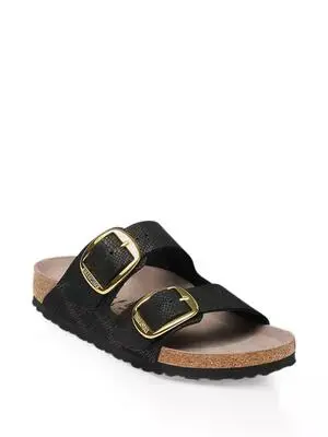 BIRKENSTOCK Arizona Snakeskin-effect Sandals With Gold-tone Hardware - Black