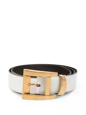 Versace Leather Belt With Gold-tone Hardware - White