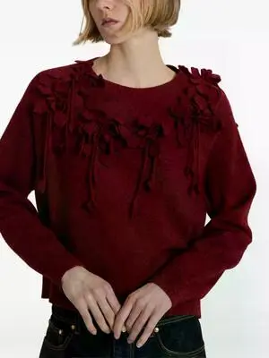 Alberta Ferretti Floral-appliqué Wool Sweater