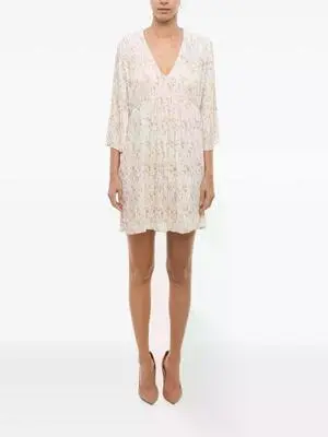 SAMSOE SAMSOE Abstract Print V-neck Mini Dress