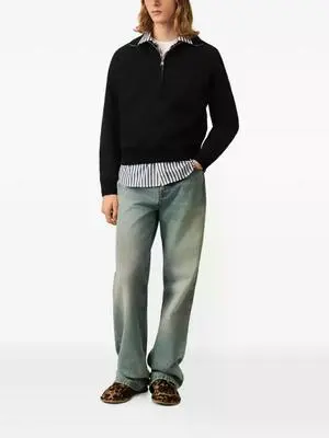 AMI Paris Cotton Zipped Sweatshirt With Embossed De Coeur