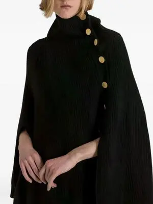 Alberta Ferretti Ribbed-knit Button-down Cape