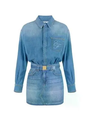 Elisabetta Franchi Denim Mini Dress With Belt