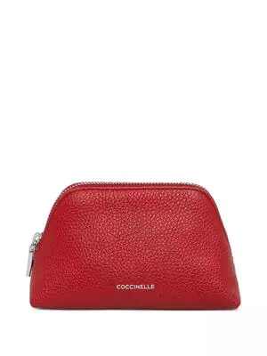 COCCINELLE Grained Leather Makeup Bag - Red