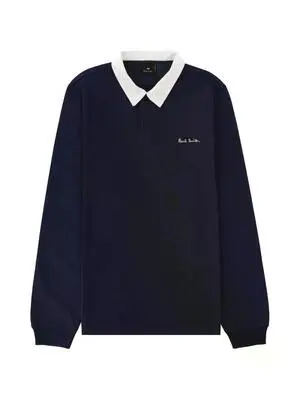 Paul Smith Logo-embroidered Contrast-collar Sweatshirt - Blue
