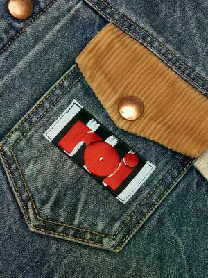 RRR123 Rivington Roi Rebis Distressed Corduroy-trimmed Denim Jacket
