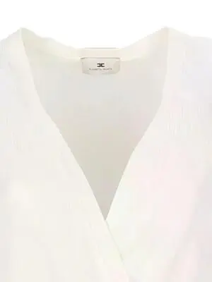 Elisabetta Franchi Ribbed-knit Wrap-style Bodysuit - White