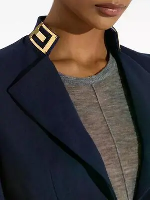 Elisabetta Franchi Gabardine Jacket With Jewel Collar - Blue