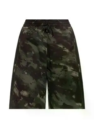 Adidas Camouflage Print Logo Embroidered Shorts - Green