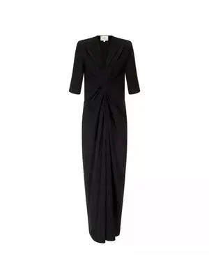 Loulou De Saison Willa Gathered-detailing Maxi Dress - Black