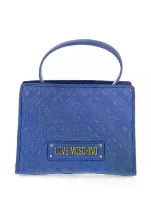 Moschino Quilted Logo-plaque Tote Bag - Blue