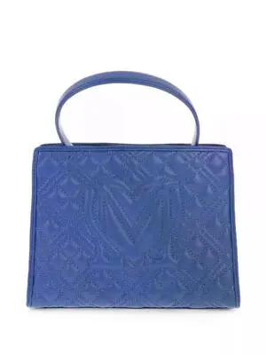 Moschino Quilted Logo-plaque Tote Bag - Blue