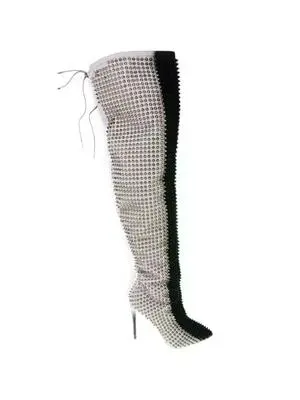 Philipp Plein Studded Lace-up Over-the-knee Boots - White