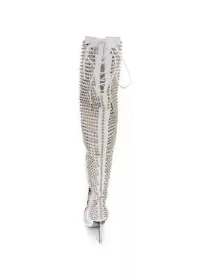 Philipp Plein Embellished Lace-up Over-the-knee Stiletto Boots