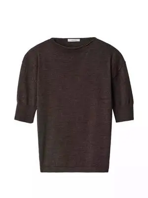 LEMAIRE Short-sleeve Merino Wool Sweater - Brown