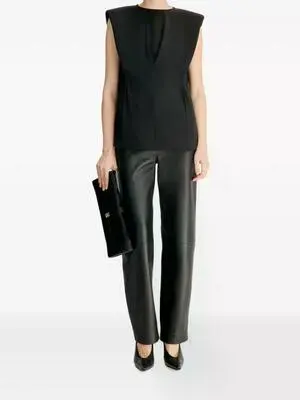 Loulou De Saison Cory Darted Structured-shoulder Blouse - Black