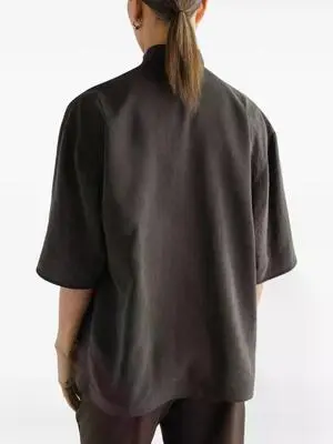 LEMAIRE Soft Collar Top In Dry Silk - Brown