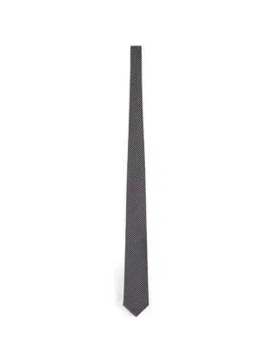 LARDINI Geometric-print Silk Tie - Grey