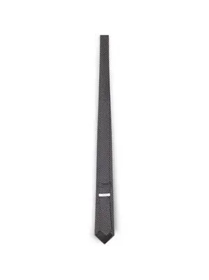 LARDINI Geometric-print Silk Tie - Grey