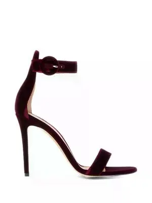 GIANVITO ROSSI Burgundy Velvet Portofino Sandals