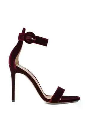 GIANVITO ROSSI Burgundy Velvet Portofino Sandals