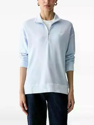 Gant Quarter-zip Logo-embroidered Sweater - Blue