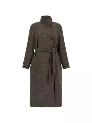Brunello Cucinelli Sparkling Chevron-pattern Coat - Brown