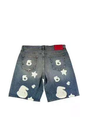 SP5DER Graphic-print Denim Shorts - Blue