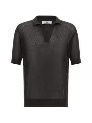 RIVIERA Knitted Openwork Polo Shirt - Black
