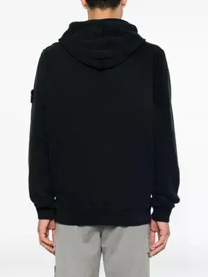 Stone Island Logo Patch Drawstring Hoodie - Blue