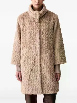 Joseph Ribkoff Chevron-pattern Faux-fur Coat - Neutrals
