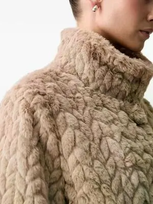 Joseph Ribkoff Faux Fur Chevron Pattern Coat