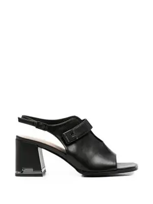 LINDA BAUMANN Buckle-detail Slingback Block Heel Sandals - Black
