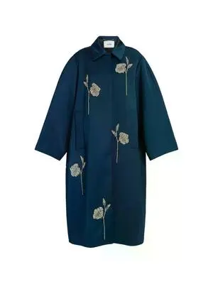 Erdem Embroidered Satin Coat
