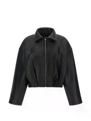 ROTATE BY BIRGER CHRISTENSEN Boxy Leather Jacket - Black