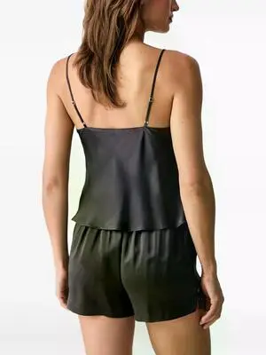 Chantelle Lace-trimmed Satin Pajama Top