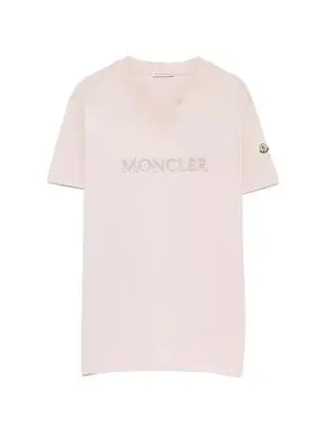 Moncler Embroidered Logo T-shirt - Neutrals