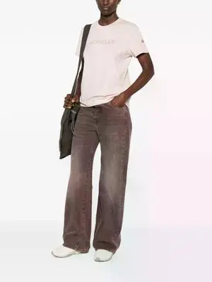 Moncler Embroidered Logo T-shirt - Neutrals
