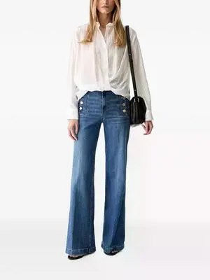 VICOLO Button-embellished Wide-leg Jeans