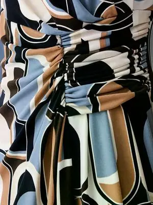 Joseph Ribkoff Geometric Print Ruched Midi Dress
