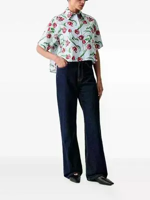 Kenzo Floral Print Cropped Shirt