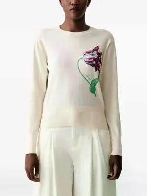Kenzo Floral Intarsia Knit Sweater - Neutrals