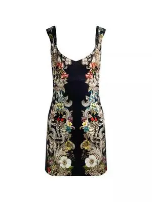 Alice + Olivia Renee Floral-print Sleeveless Mini Dress - Black