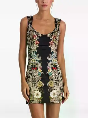 Alice + Olivia Floral-print Sleeveless V-neck Mini Dress