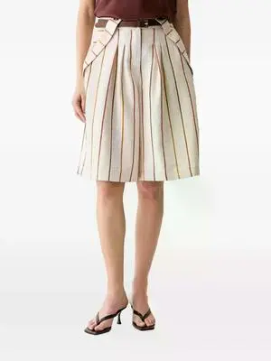 VICOLO Striped Pleated Shorts - Neutrals