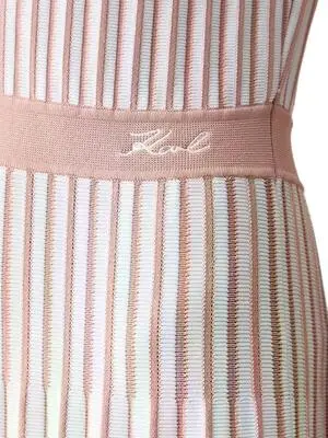 Karl Lagerfeld Striped Pleated Midi Dress