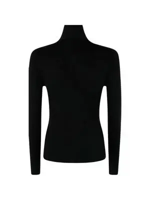 P.a.r.o.s.h Tie-neck Ribbed-knit Sweater - Black