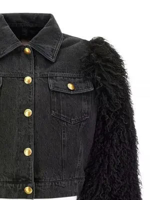 TWINSET Textured Sleeve Cropped Denim Jacket
