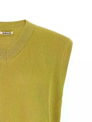 Auralee Ribbed-knit V-neck Vest
