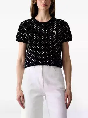 Karl Lagerfeld Polka-dot Logo-patch T-shirt - Black